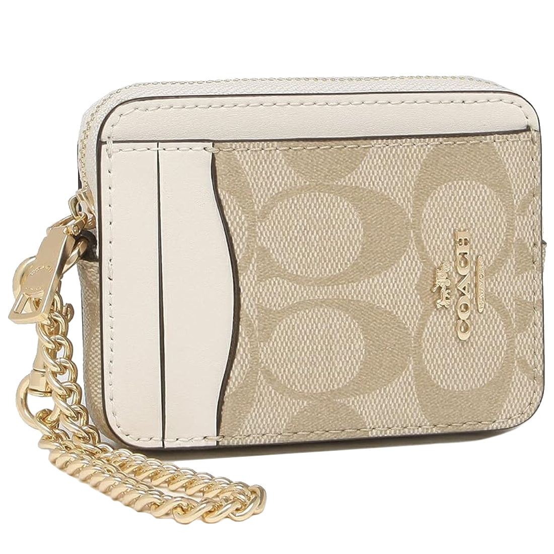 Buy Coach Zip Card Case In Signature Canvas in Light Khaki/ Chalk C0058 ...