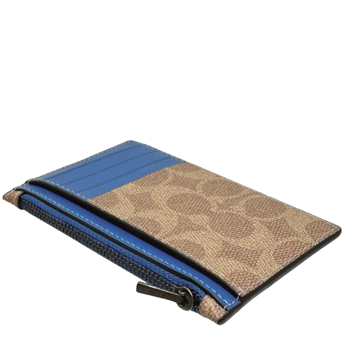 Buy Coach Zip Card Case In Signature Canvas in Tan/ Pacific Bright ...