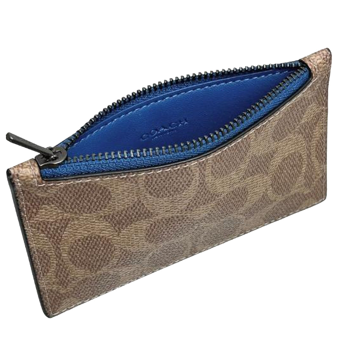 Buy Coach Zip Card Case In Signature Canvas in Tan/ Pacific Bright ...
