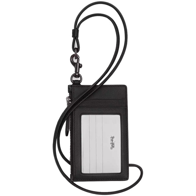 Buy Coach Zip Lanyard Card Case In Signature Canvas in Charcoal/ Black ...