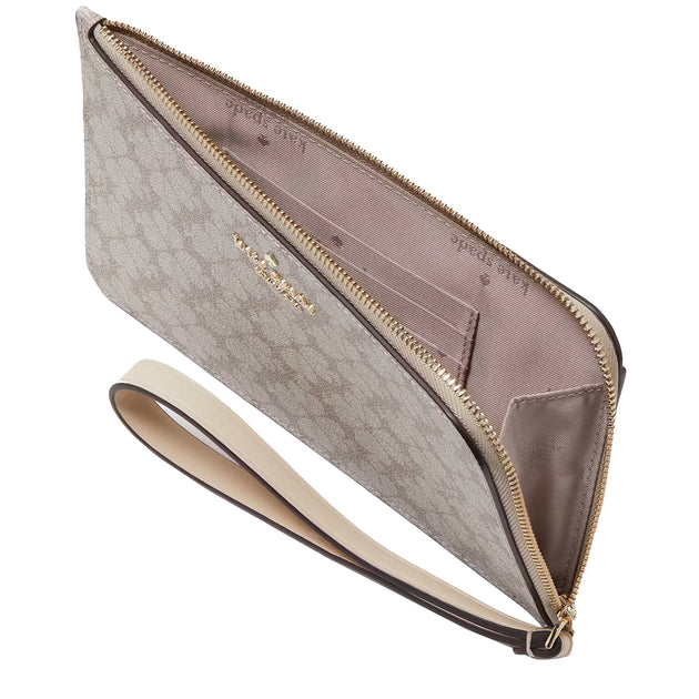 Buy Kate Spade Lucy Spade Flower Medium L-Zip Wristlet in Dark Mushroom ...