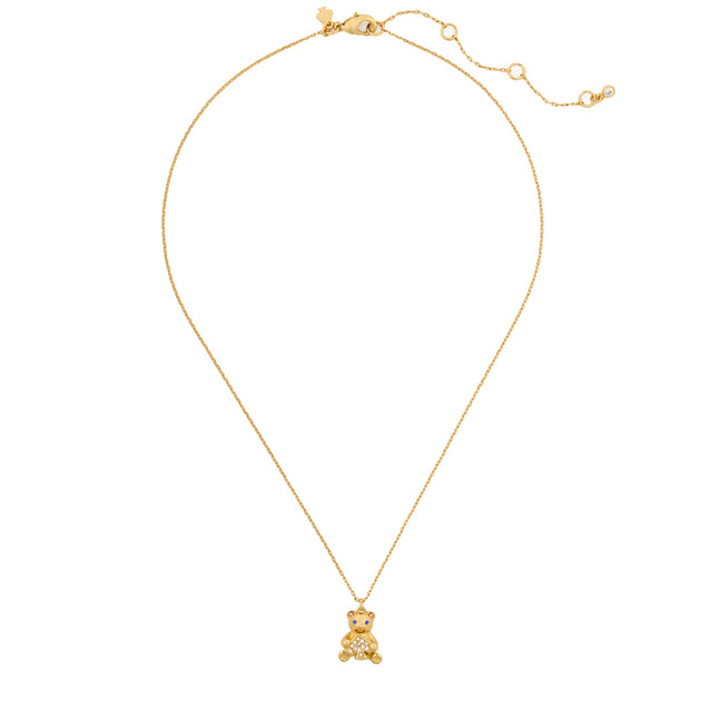 Buy Kate Spade Oh What Fun Spade Teddy Bear Pendant Necklace in Clear ...