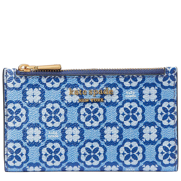 Kate Spade Spade Flower Monogram Coated Canvas Small Slim Bifold Walle ...