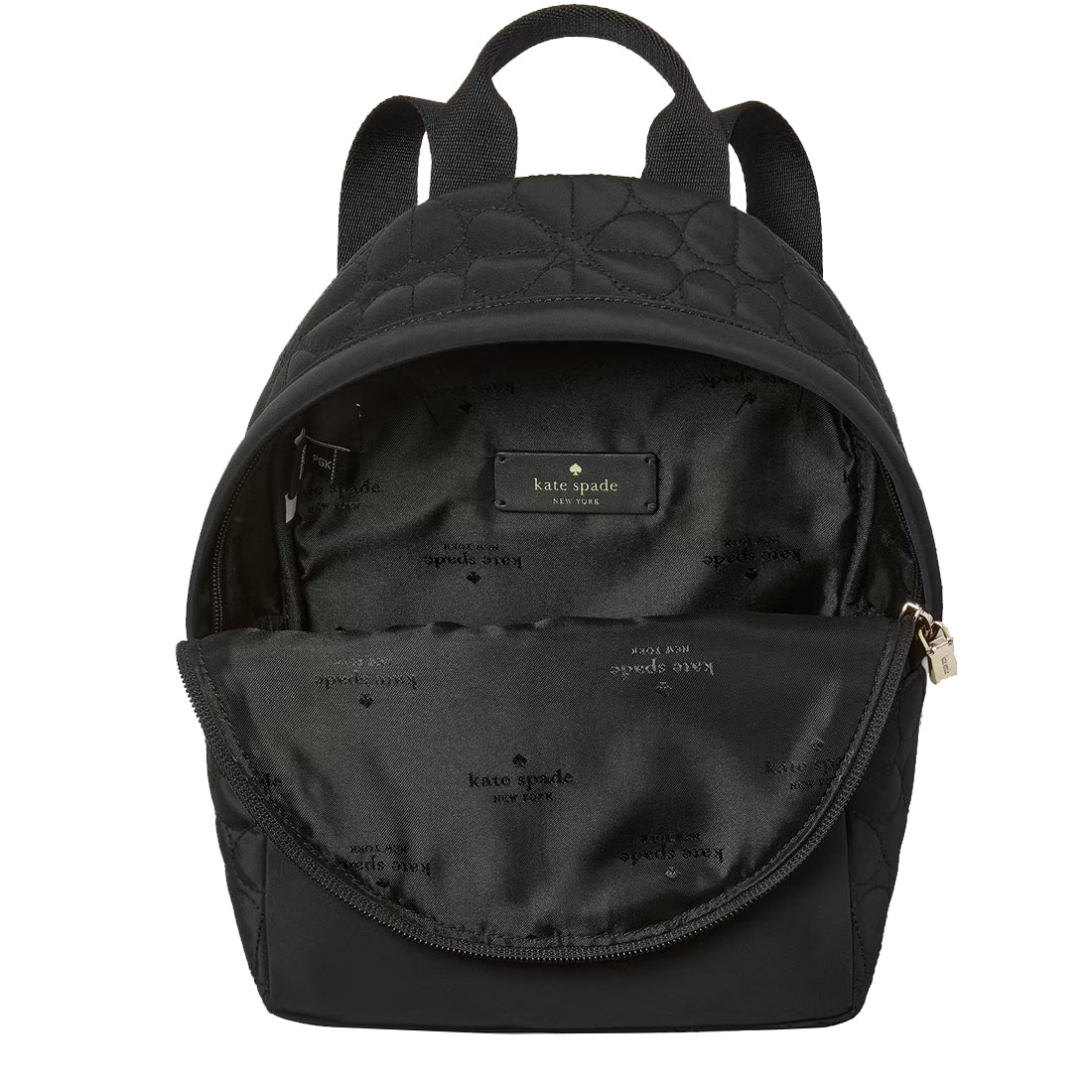 Buy Kate Spade Spade Flower Quilted Fabric Small Backpack Bag in Black ...
