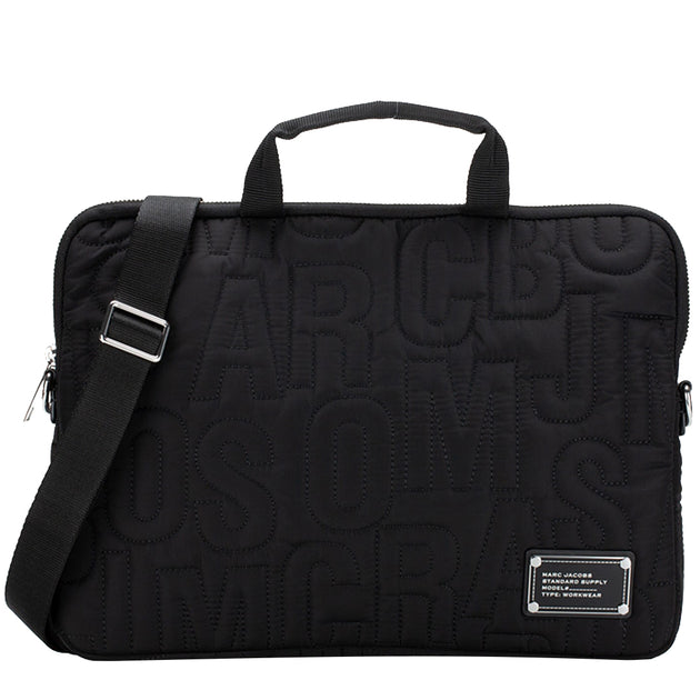 Buy Marc Jacobs Nylon Jumbled Logo Workwear Laptop Bag in Black ...