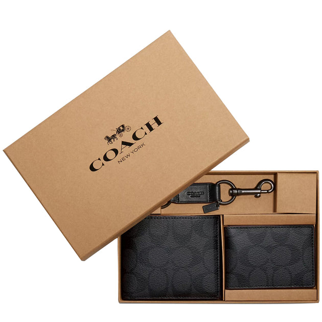Buy Coach Boxed 3 In 1 Wallet Gift Set In Signature Canvas in Black ...