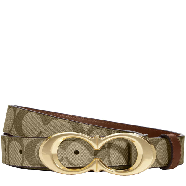 Buy Coach Signature Buckle Belt, 25 Mm in Khaki/ Saddle CA516 Online in ...