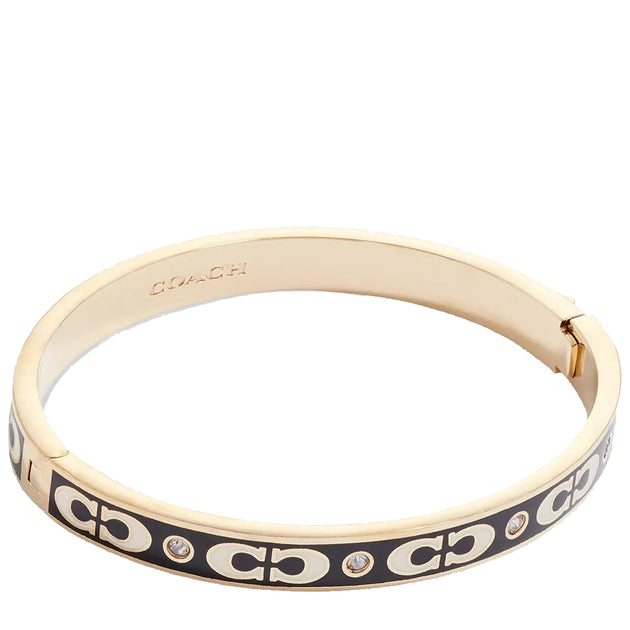 Buy Coach Signature Enamel Hinged Bangle Bracelet in Gold/ Black CI904 ...