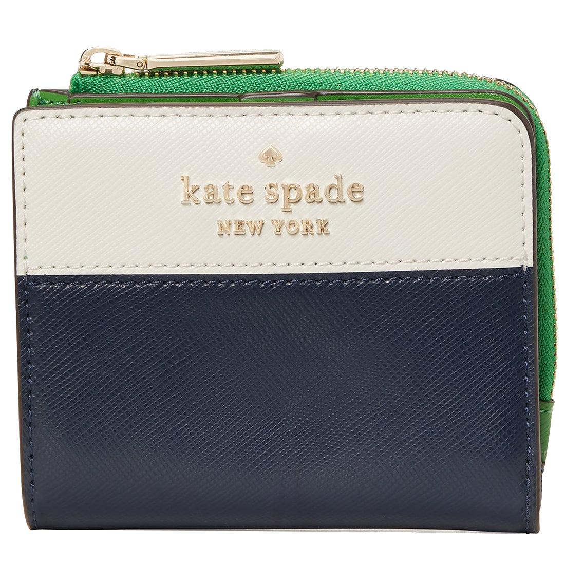 Kate Spade Staci Colorblock Small L-Zip Bifold Wallet in Verona Green ...