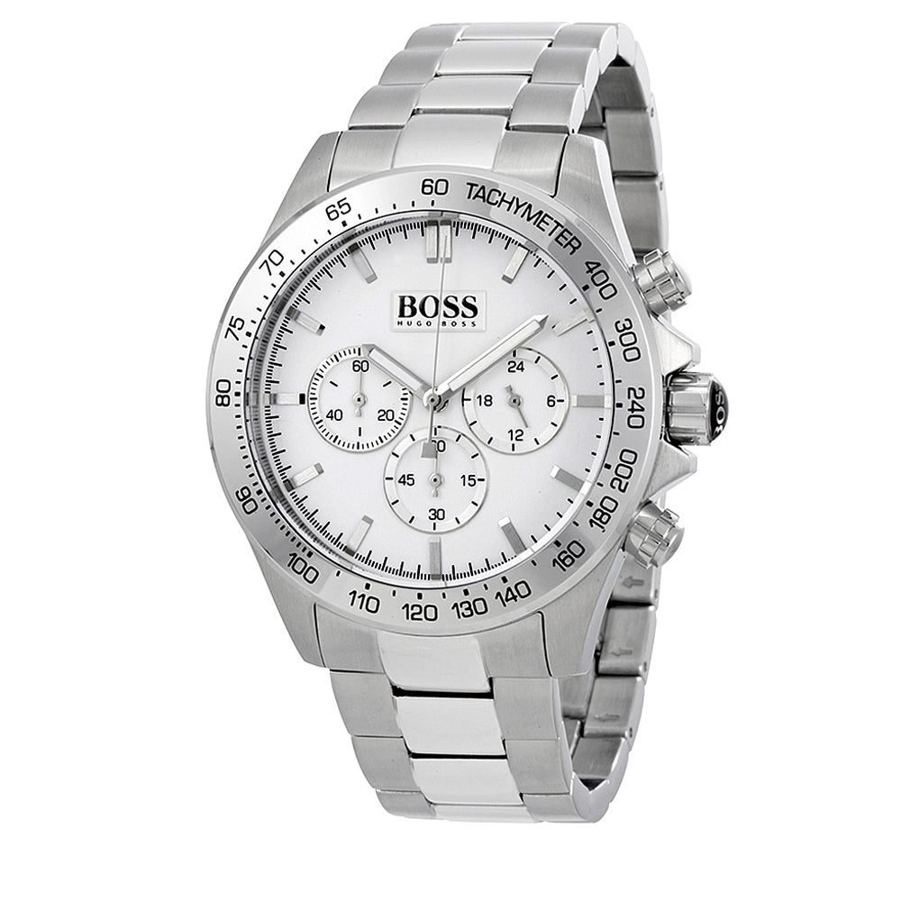 Hugo Boss Watch 1512962 Stainless Steel with Round White Dial Chronograph Men Watch PinkOrchard