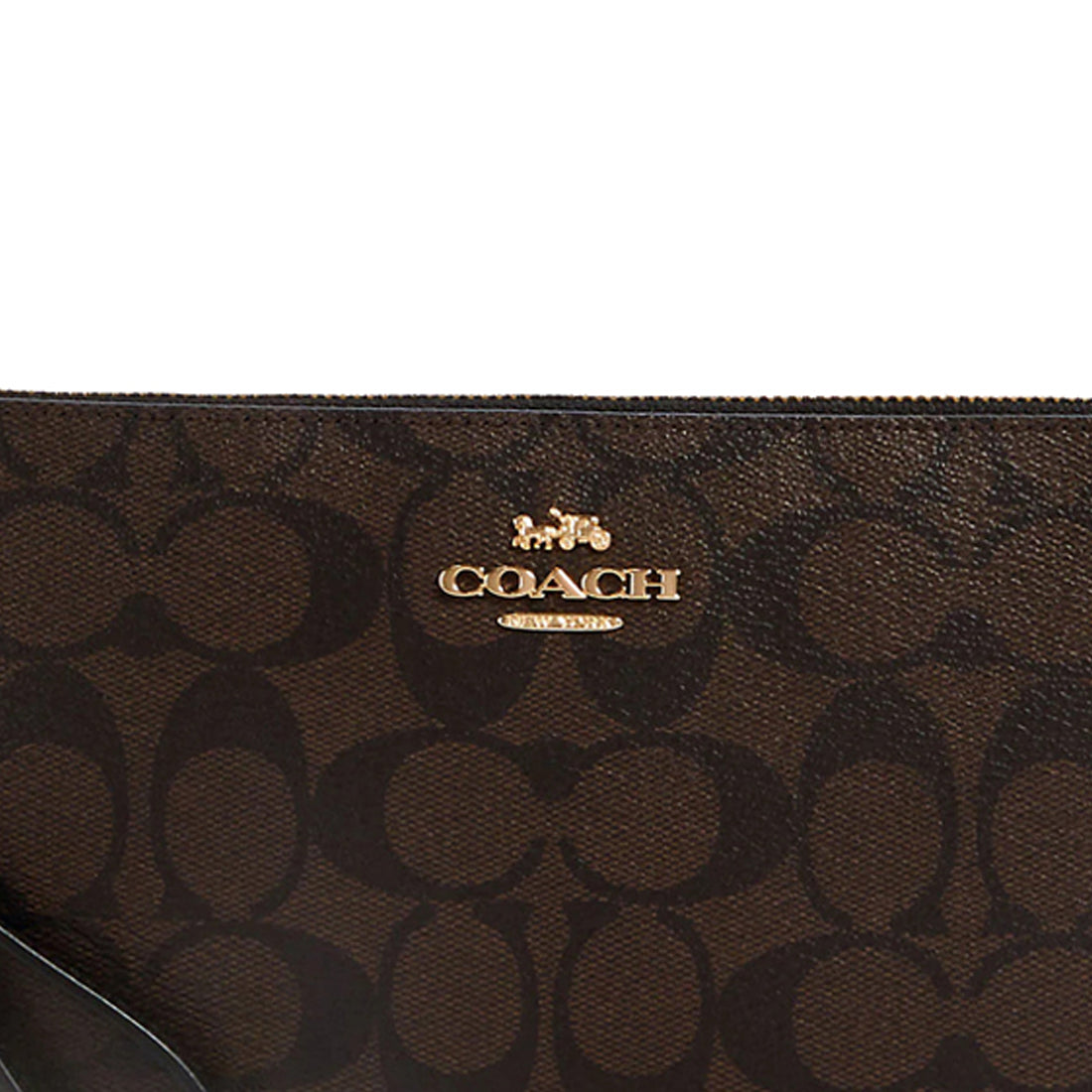 Buy Coach Large Corner Zip Wristlet In Signature Canvas in Gold/ Brown ...