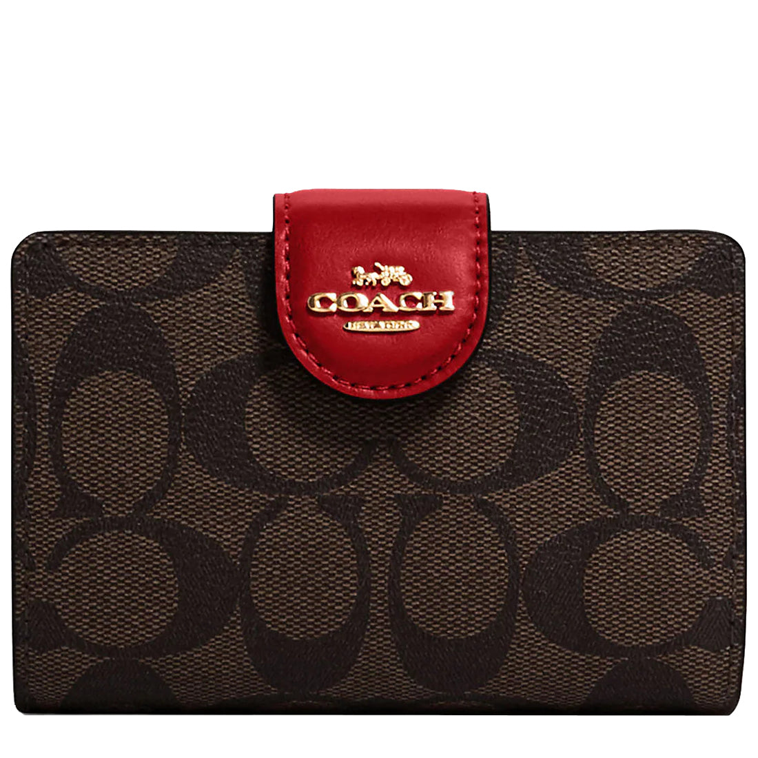 Buy Coach Medium Corner Zip Wallet in Signature Canvas in Gold/Brown ...