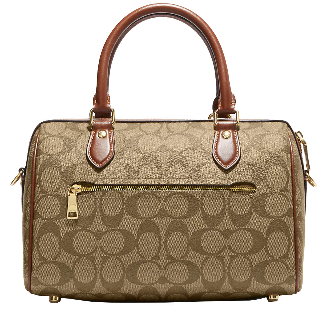 Buy Coach Rowan Satchel Bag In Signature Canvas in Khaki/ Saddle 2 ...