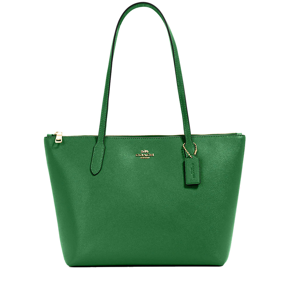Coach Zip Top Tote Bag in Crossgrain Leather in Kelly Green 4454 ...