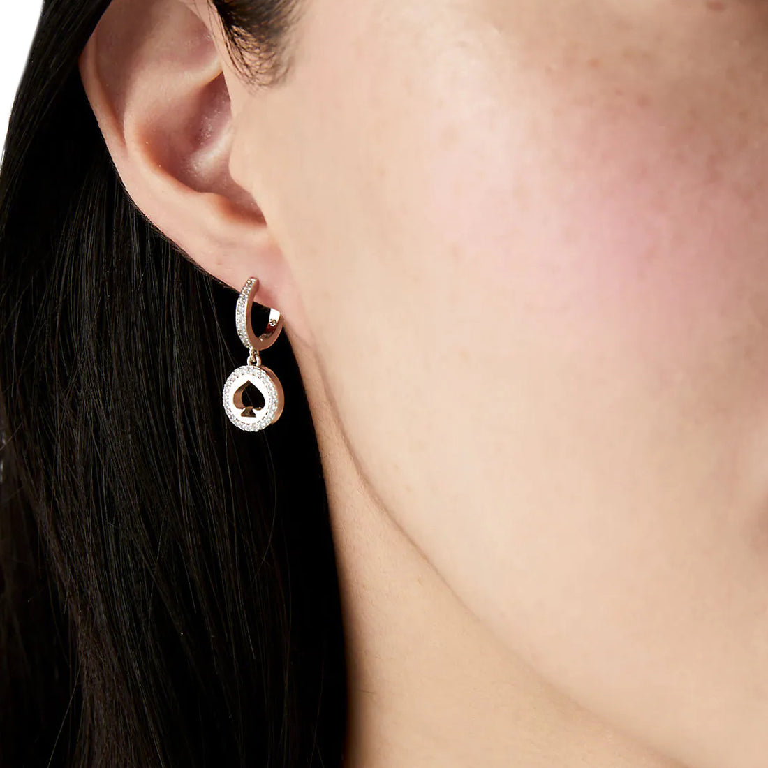 Buy Kate Spade Spot The Spade Pave Huggies Earrings in Clear/ Silver ...