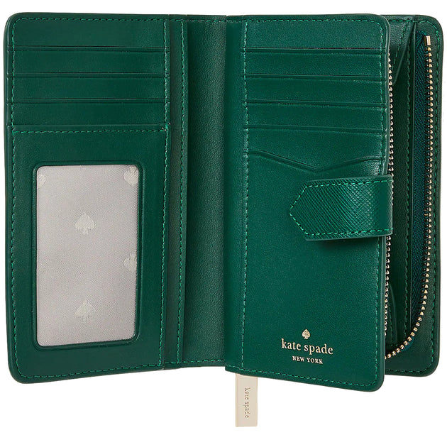 Kate Spade Staci Medium Compact Bifold Wallet in Deep Jade wlr00128 ...