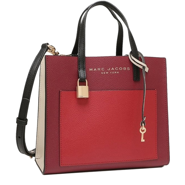 Marc Jacobs Mini Grind Colorblock Leather Tote Bag in Pomegranate Mult ...